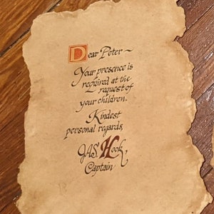 Hook Ransom Note Peter Pan - Hand Torn, Hand Calligraphy, Hand Dyed ...