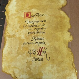 Hook Ransom Note Peter Pan - Hand Torn, Hand Calligraphy, Hand Dyed ...
