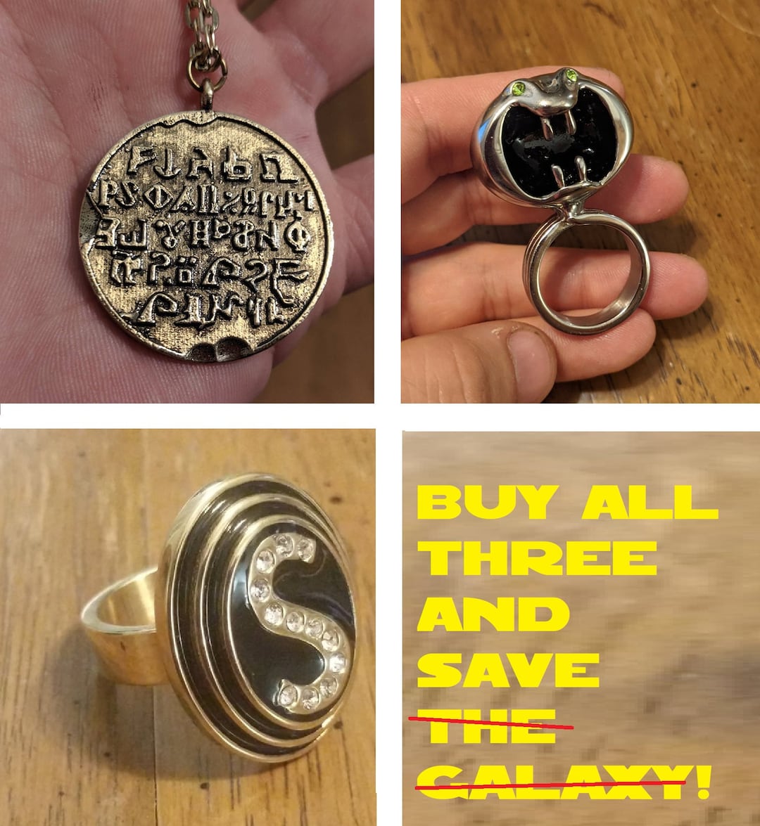 Replicas of Jewelry From Spaceballs! Three-pack Set - Lonestar's Ring ...