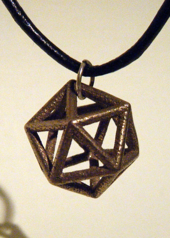 Icosohedron Platonic Solid 3d Printed Metal Necklace D20 | Etsy