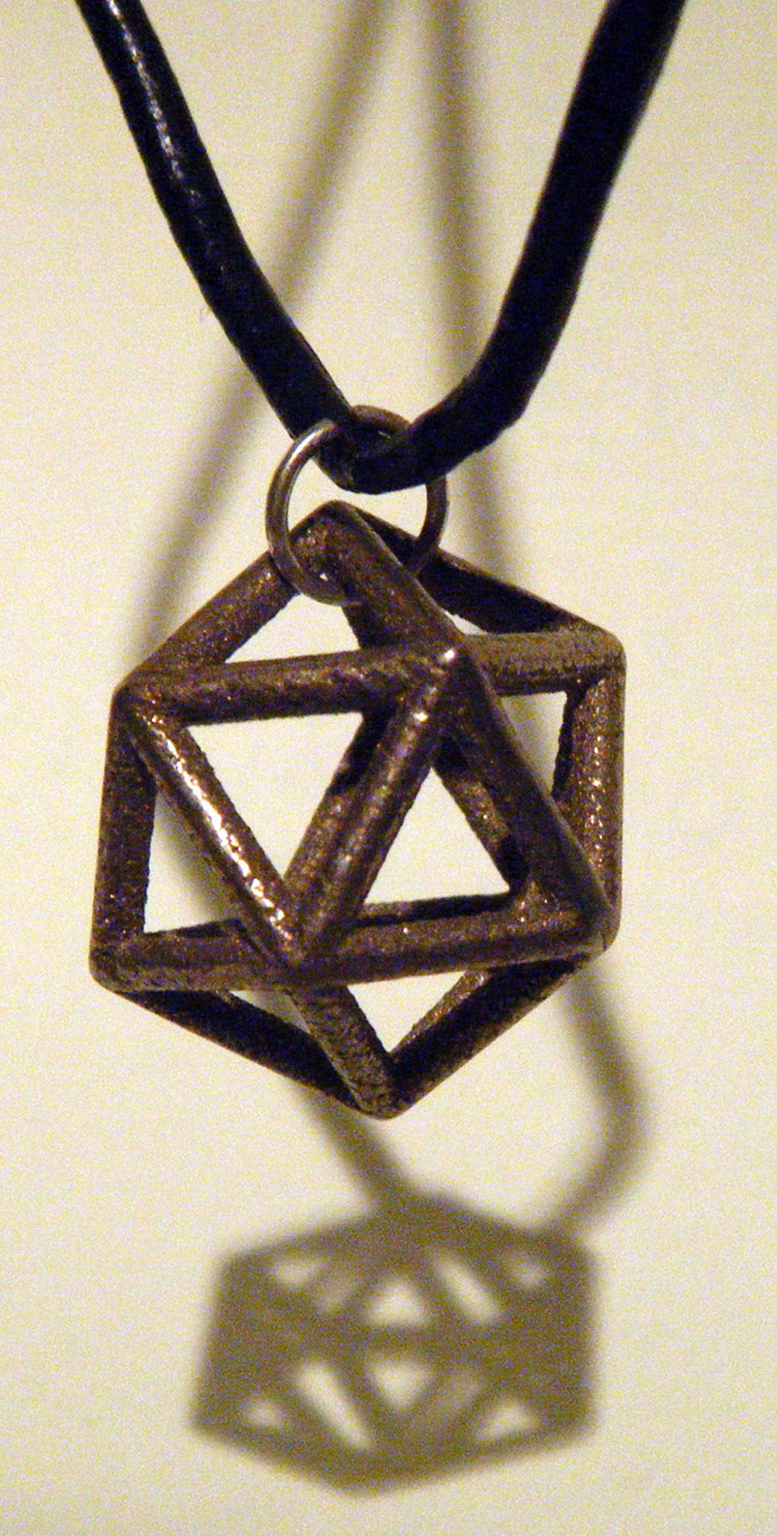 Icosohedron Platonic Solid 3d Printed Metal Necklace D20 - Etsy
