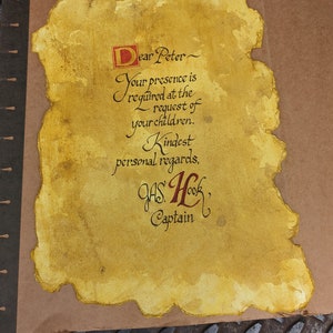 Hook Ransom Note Peter Pan - Hand Torn, Hand Calligraphy, Hand Dyed ...