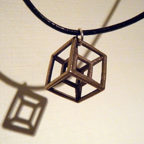 Geometric Big Pendant Necklace 3d Printed Hypercube Star Cube - Etsy