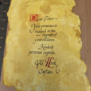 Hook Ransom Note Peter Pan - Hand Torn, Hand Calligraphy, Hand Dyed ...