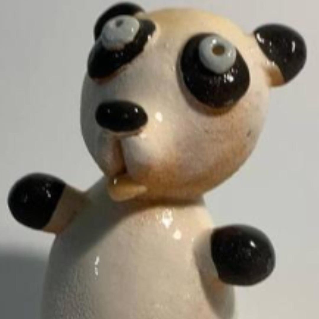 Ceramic Beige Panda Whistle Figurine Statuette - Etsy