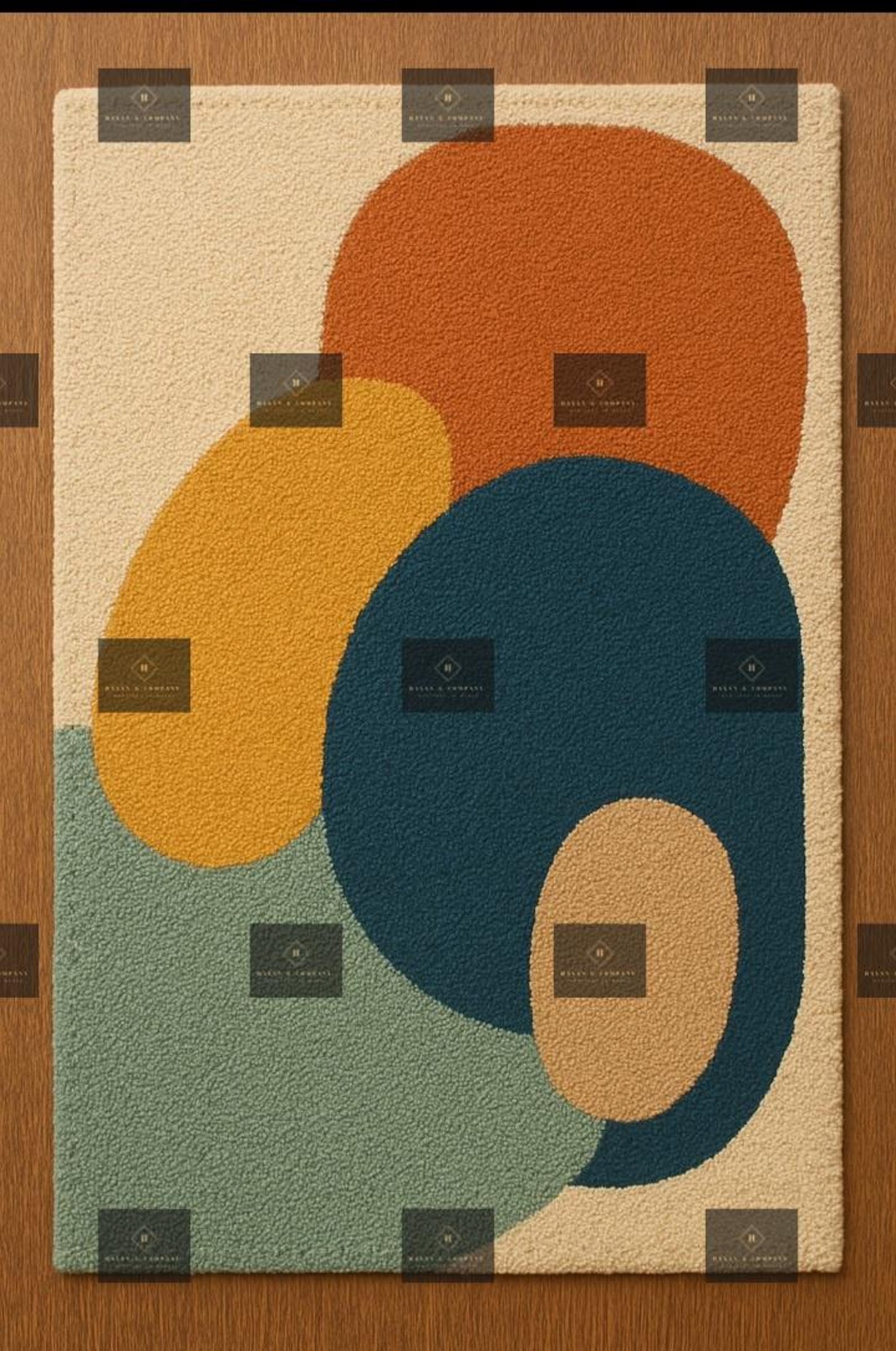 Mid-century Modern Abstract Area Rug: Geometric Organic Shapes - Etsy