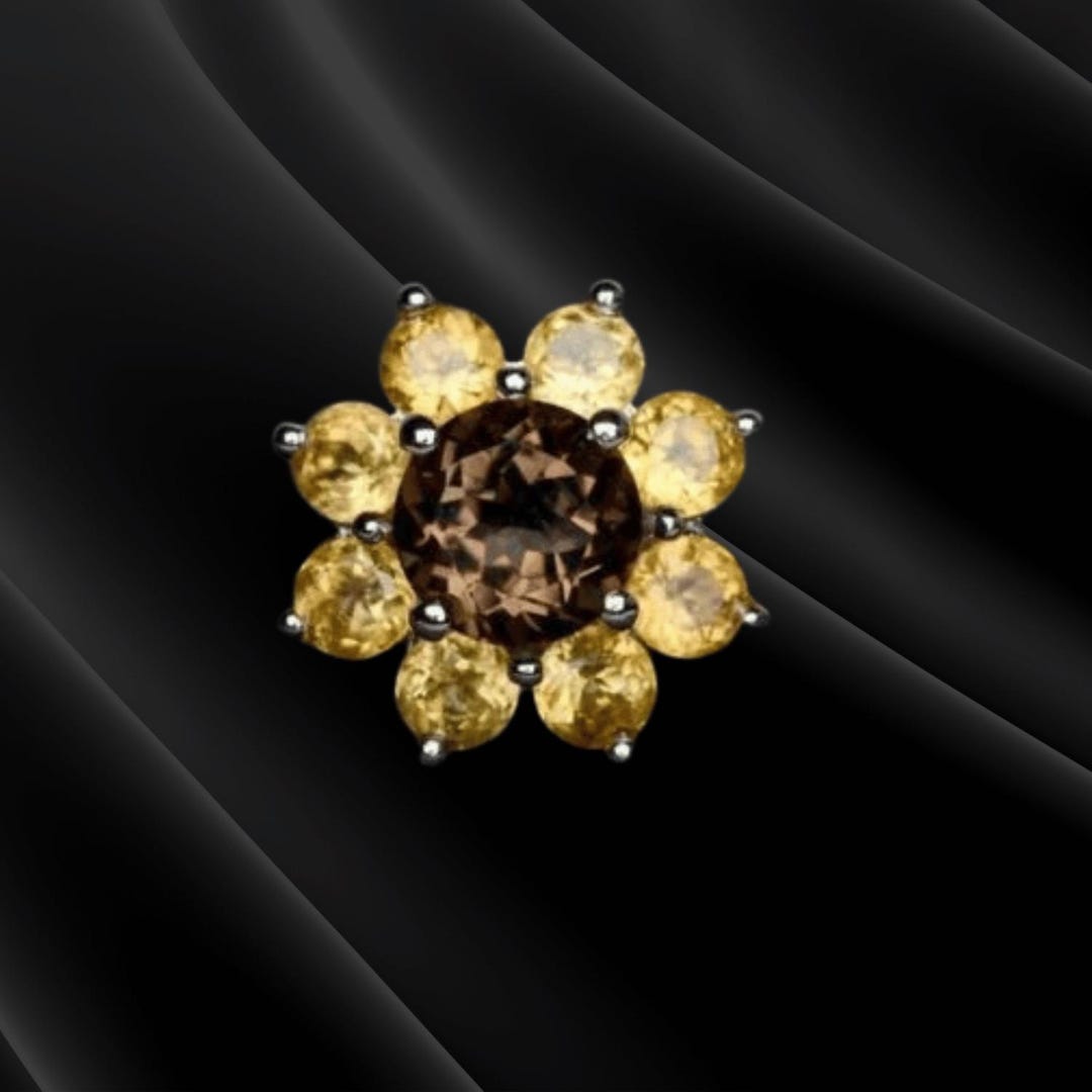 10k/14k Solid Sterling Silver Bithstone Round Cut Yellow Citrine ...