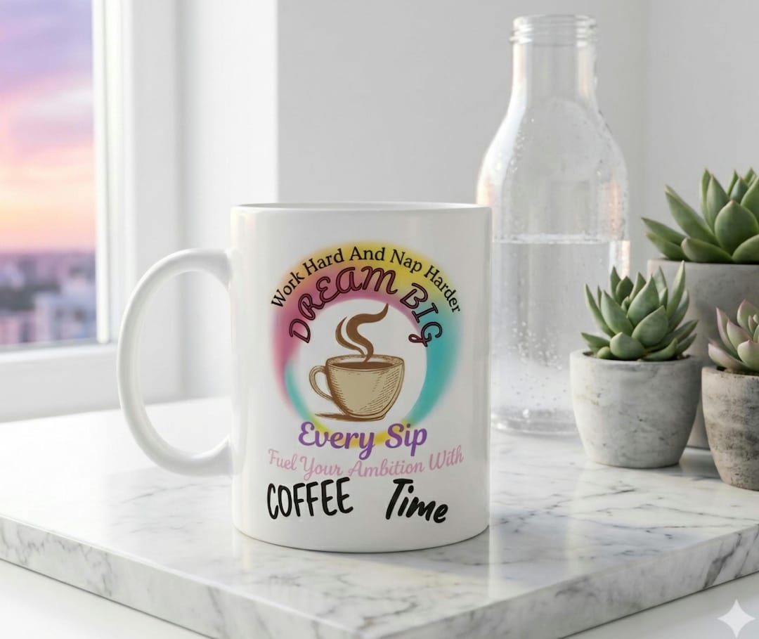 Coffee Addict Mug | Rainbow Donut Illustration | 11oz White Ceramic Cup ...