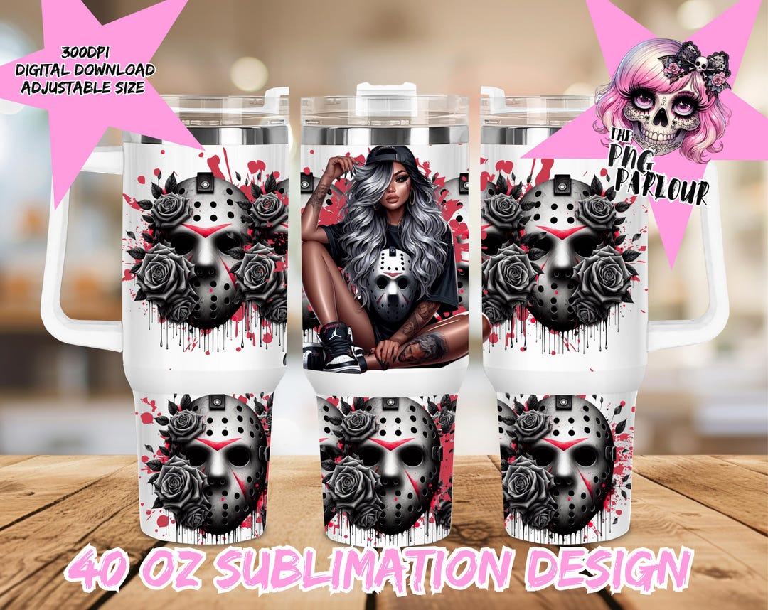 Jason Mask 40oz Tumbler Wrap – Horror Movie Sublimation Design With ...