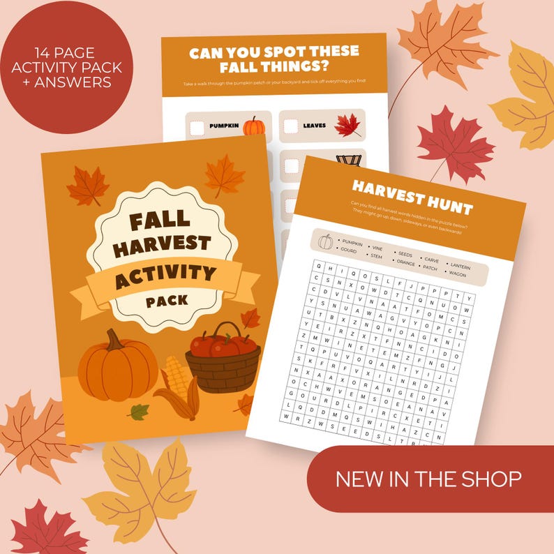 Fall Harvest Activity Pack • Printable Autumn Games, Coloring & Puzzles ...