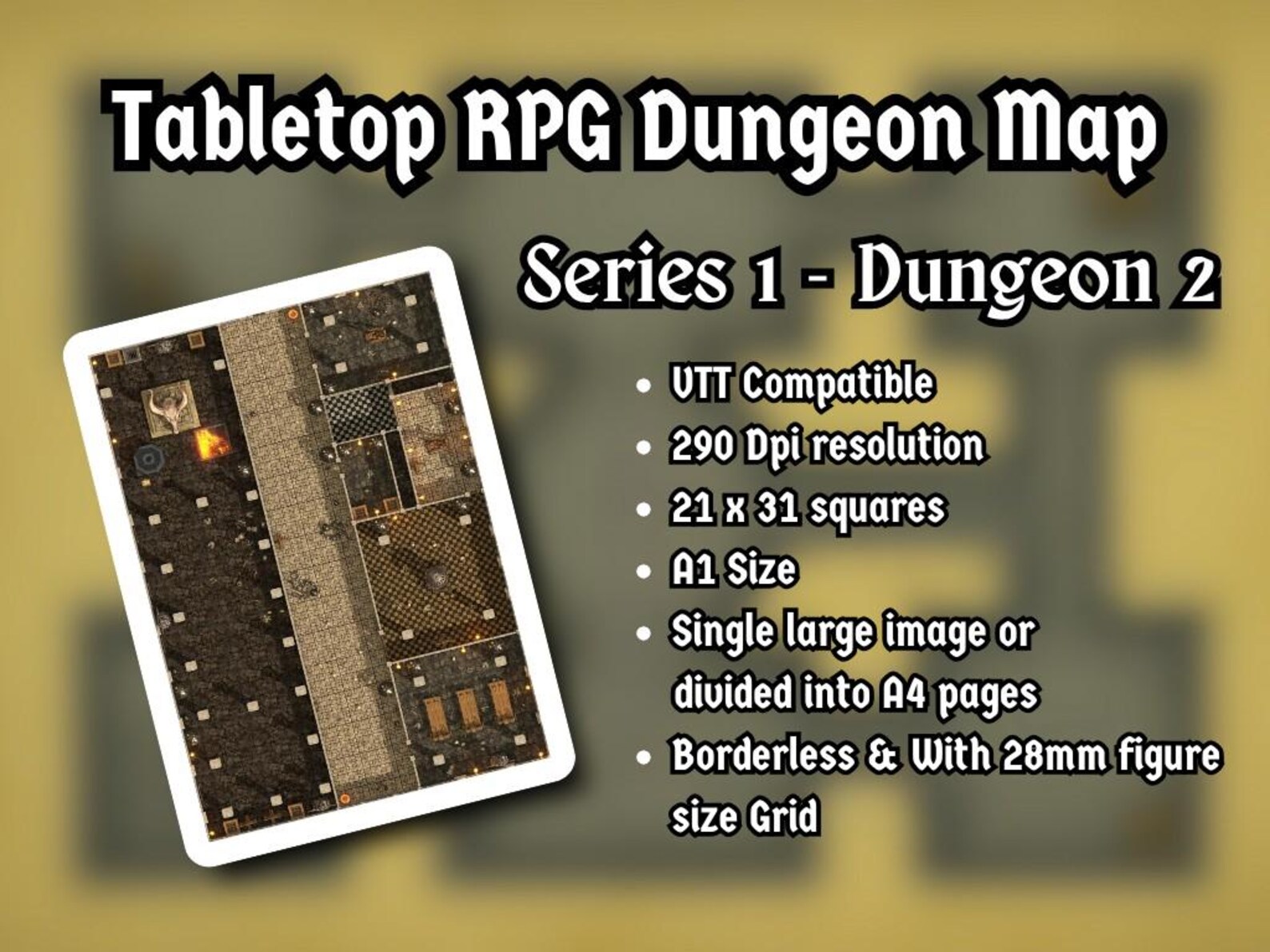 Dungeon Battle Map: Classic Hall & Rooms for TTRPG and VTT (digital ...