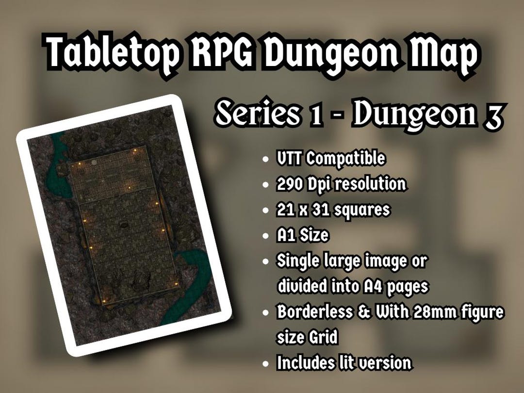 Underground Keep Battle Map: Lit & Unlit TTRPG Map (digital Download ...