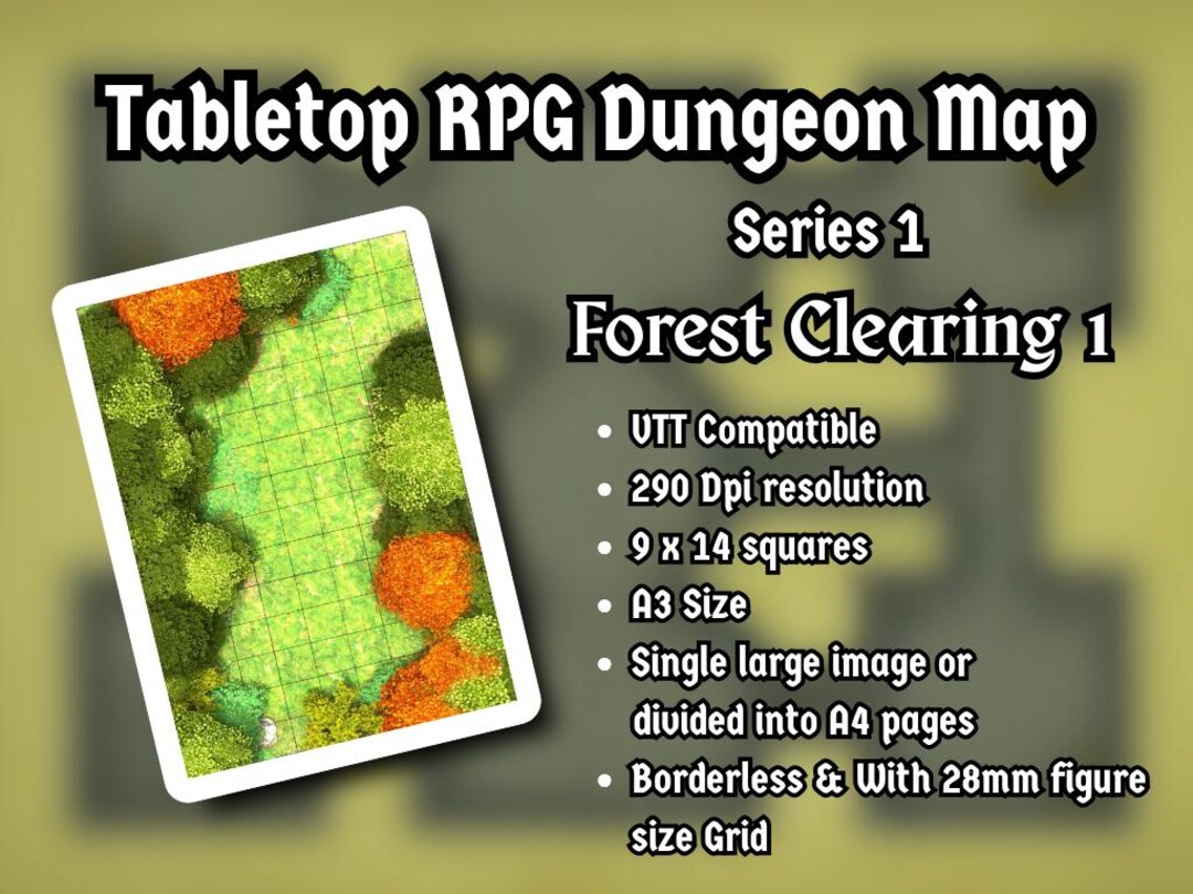 Forest Clearing Battle Map: A3 Grassy TTRPG & VTT Map (digital Download ...