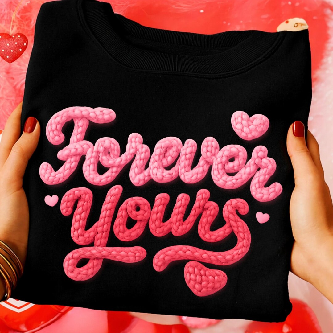 Faux Yarn Forever Yours PNG, Faux Yarn Knitted Text PNG, Preppy ...