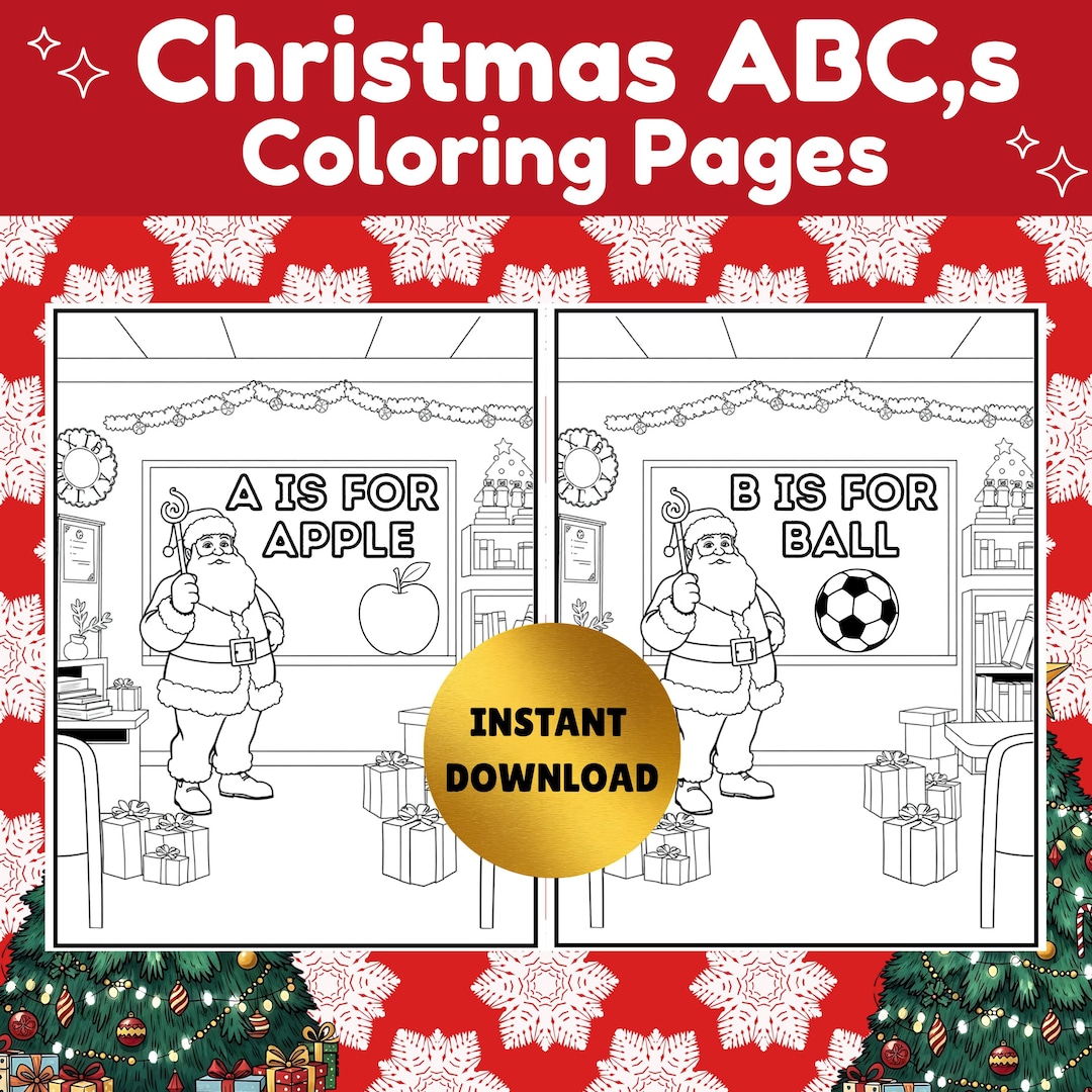 Christmas ABC Coloring Pages for Kids – A to Z Learning (digital ...