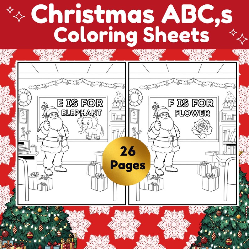 Christmas ABC Coloring Pages for Kids – A to Z Learning (digital ...