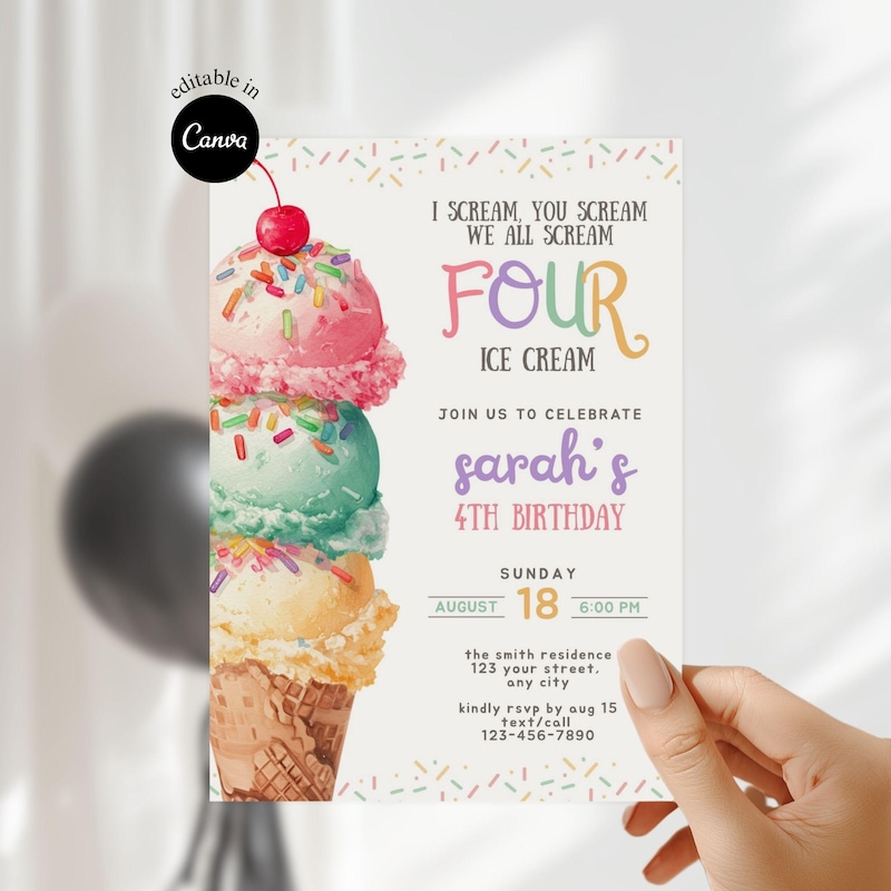 Ice Cream Invitation - Etsy