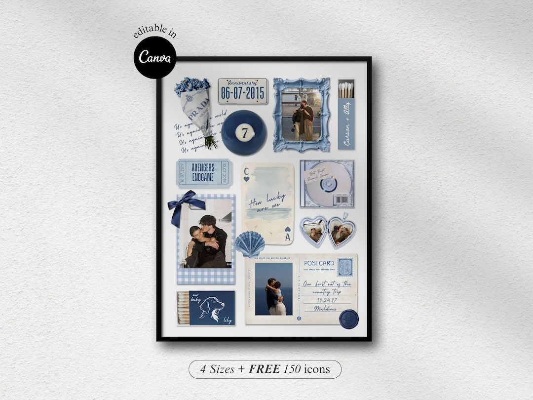 Blue Matchbook Poster Template Easy Editable Matchbook Anniversary Gift ...
