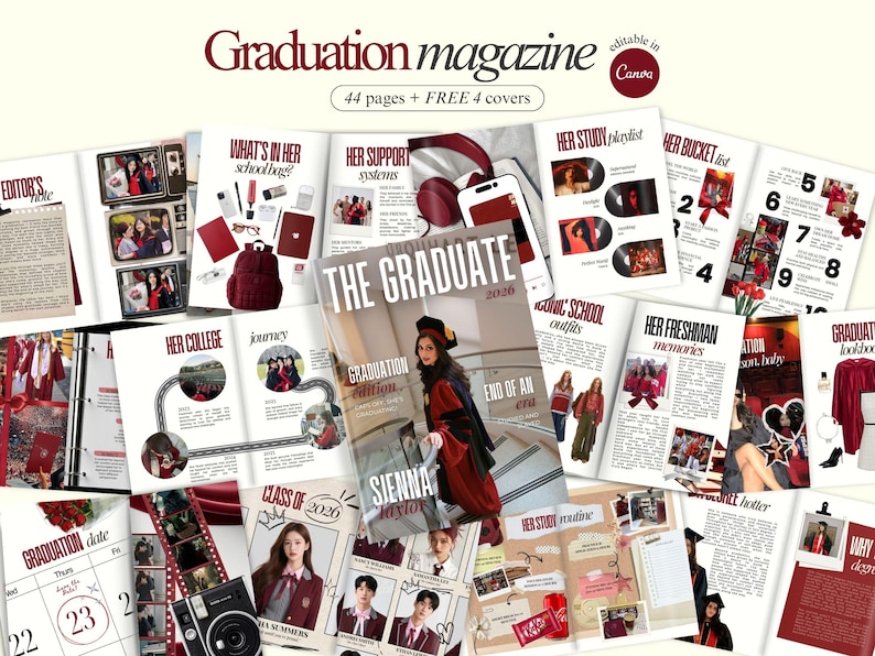 Personalized Graduation Magazine Template DIY Graduation Keepsake Class ...