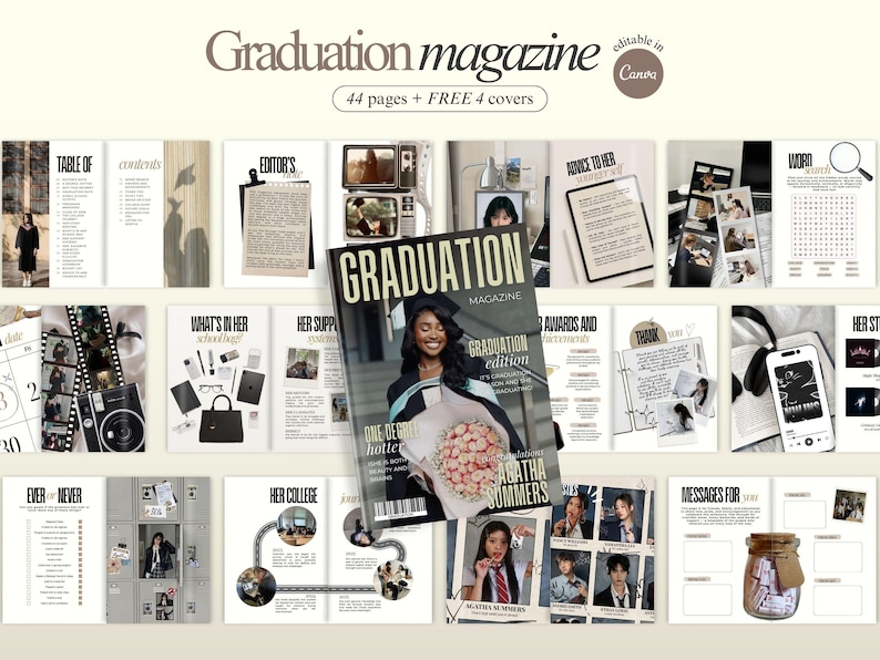 Editable Graduation Magazine Template Graduation Gift for Her ...