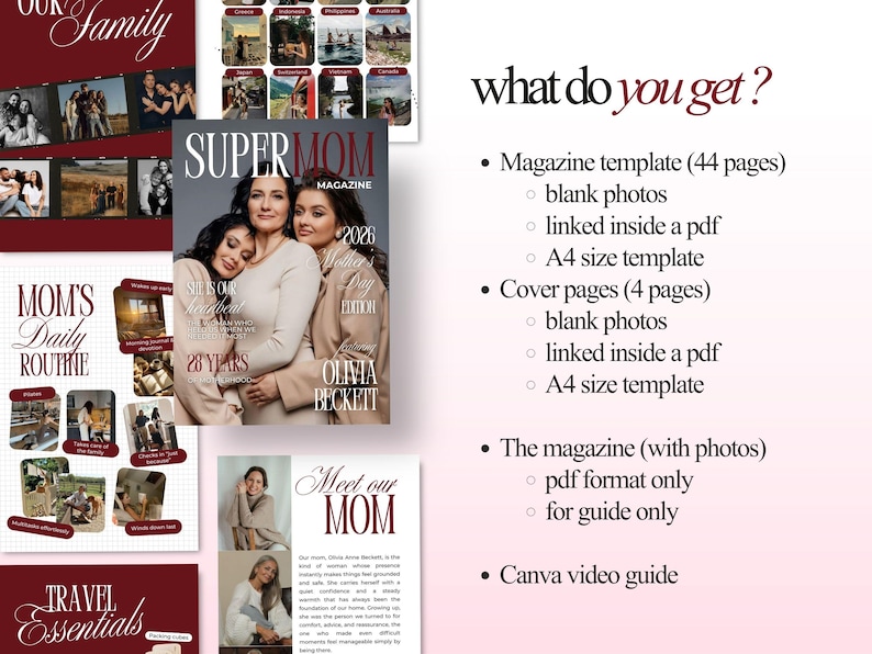 Editable Mother's Day Magazine Template Personalized Best Mom Birthday ...