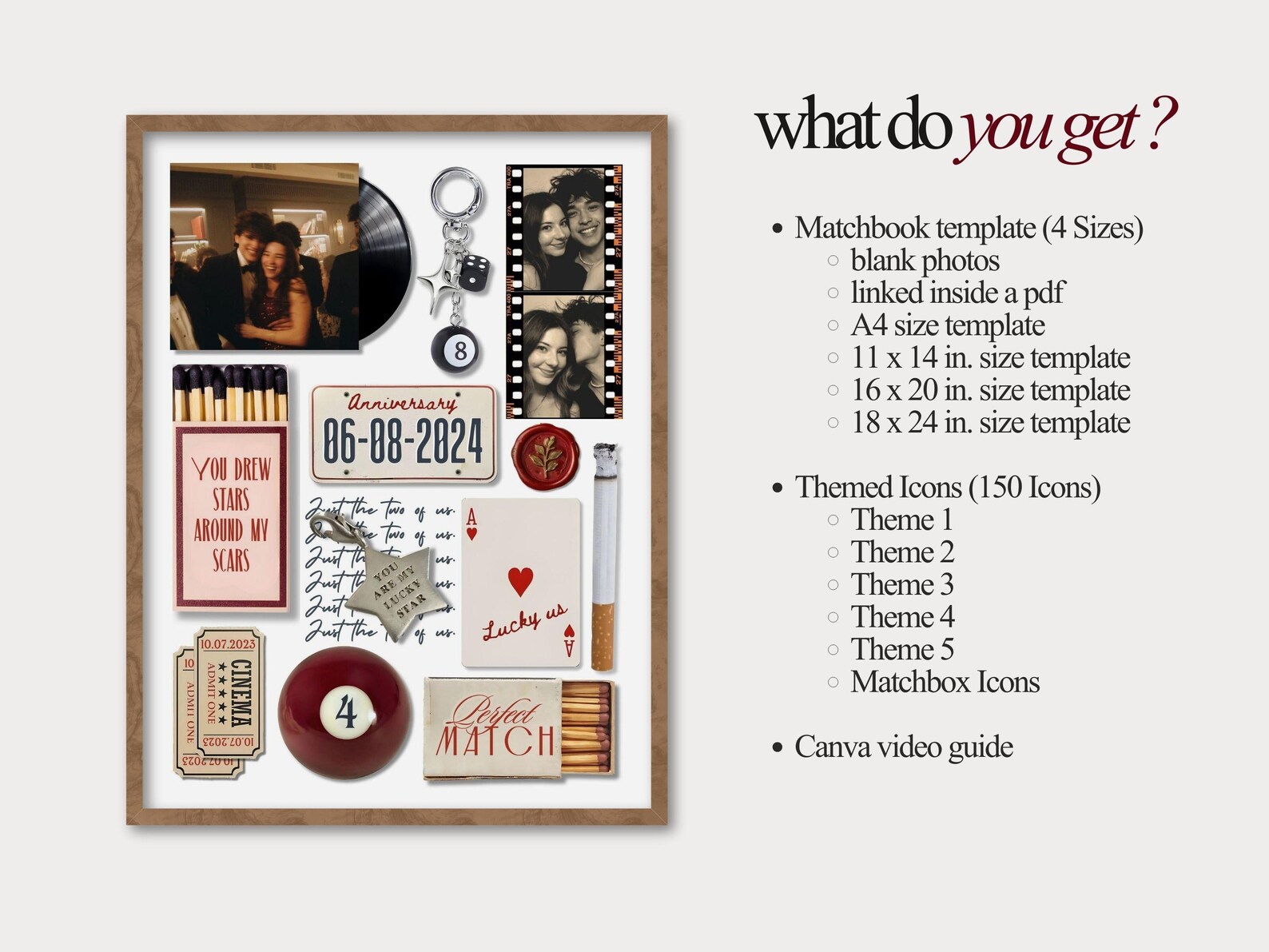 DIY Matchbook Birthday Gift Canva Template Editable Matchbox Art Couple ...