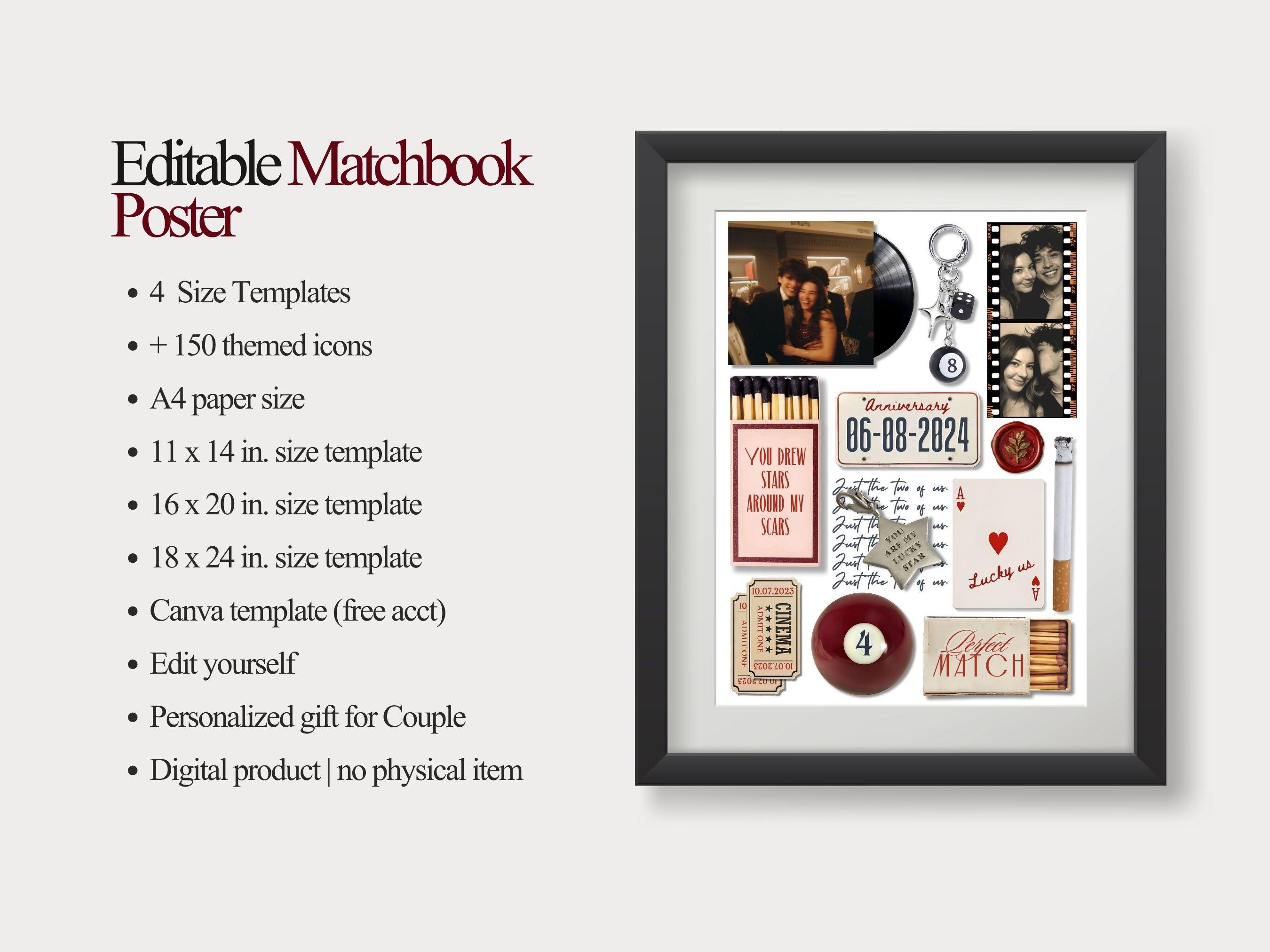 DIY Matchbook Birthday Gift Canva Template Editable Matchbox Art Couple ...
