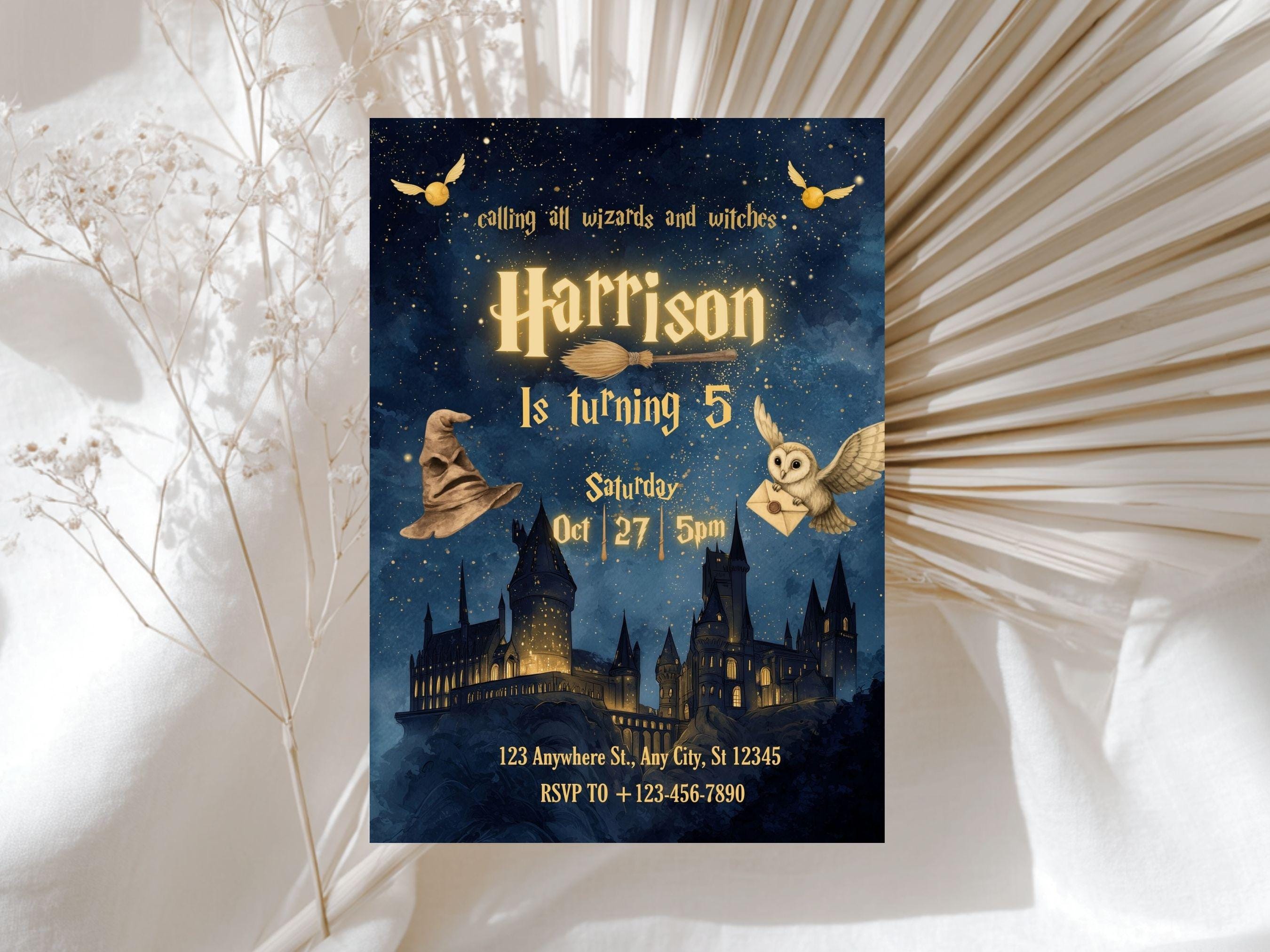 Wizardry Birthday Party Invitation Editable Wizards Witches Birthday ...