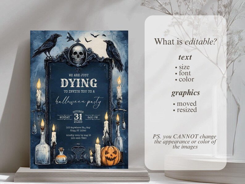 Gravestone Halloween Invitation Template Tombstone Spooky Invite ...