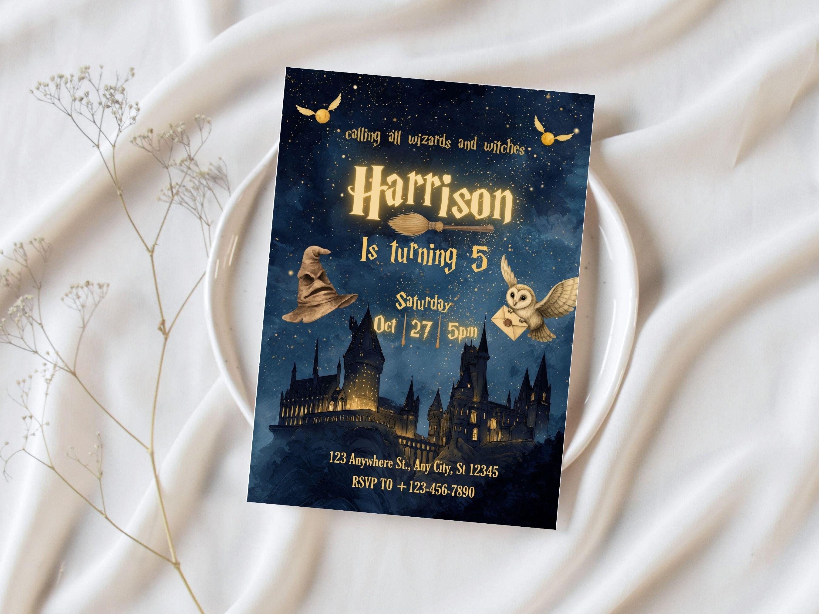 Wizardry Birthday Party Invitation Editable Wizards Witches Birthday ...