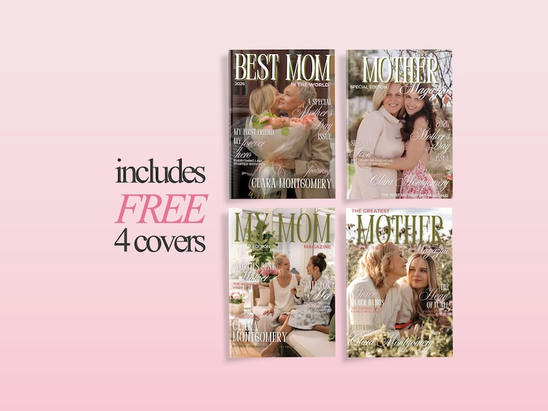 Printable Mother's Day Magazine Personalized Birthday Gift for Mom Pink ...