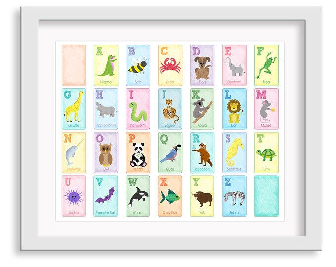 Alphabet Animal Poster Alphabet Nursery Art Animal Alphabet Print 11x14 ...