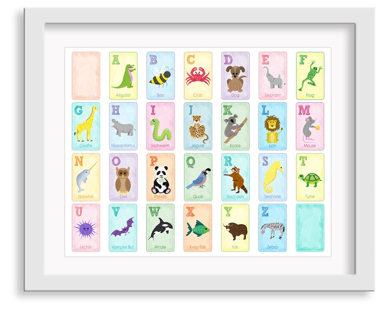 Alphabet Animal Poster Alphabet Nursery Art Animal | Etsy