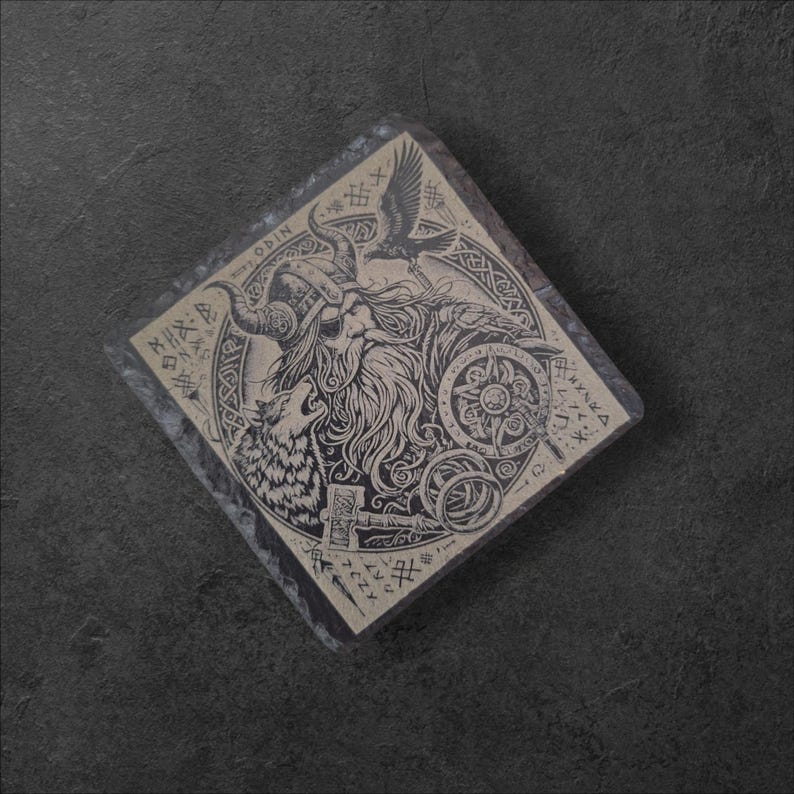 Odin Viking Slate Coaster: Rustic Norse Mythology Drink Coaster - Etsy ...