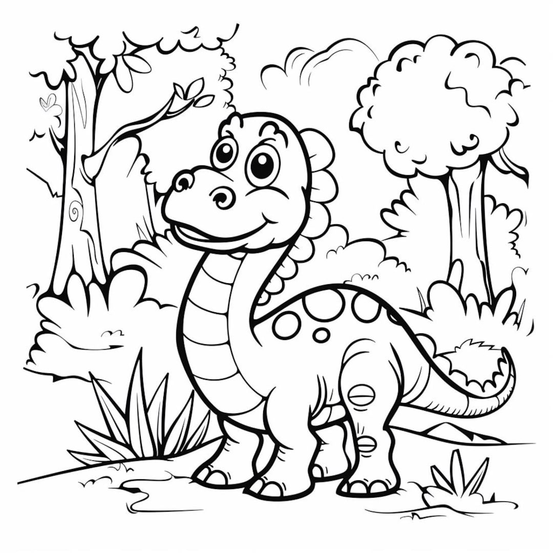 12 Funny Dinosaur Coloring Pages for Kids – Instant Download PDF – Cute ...