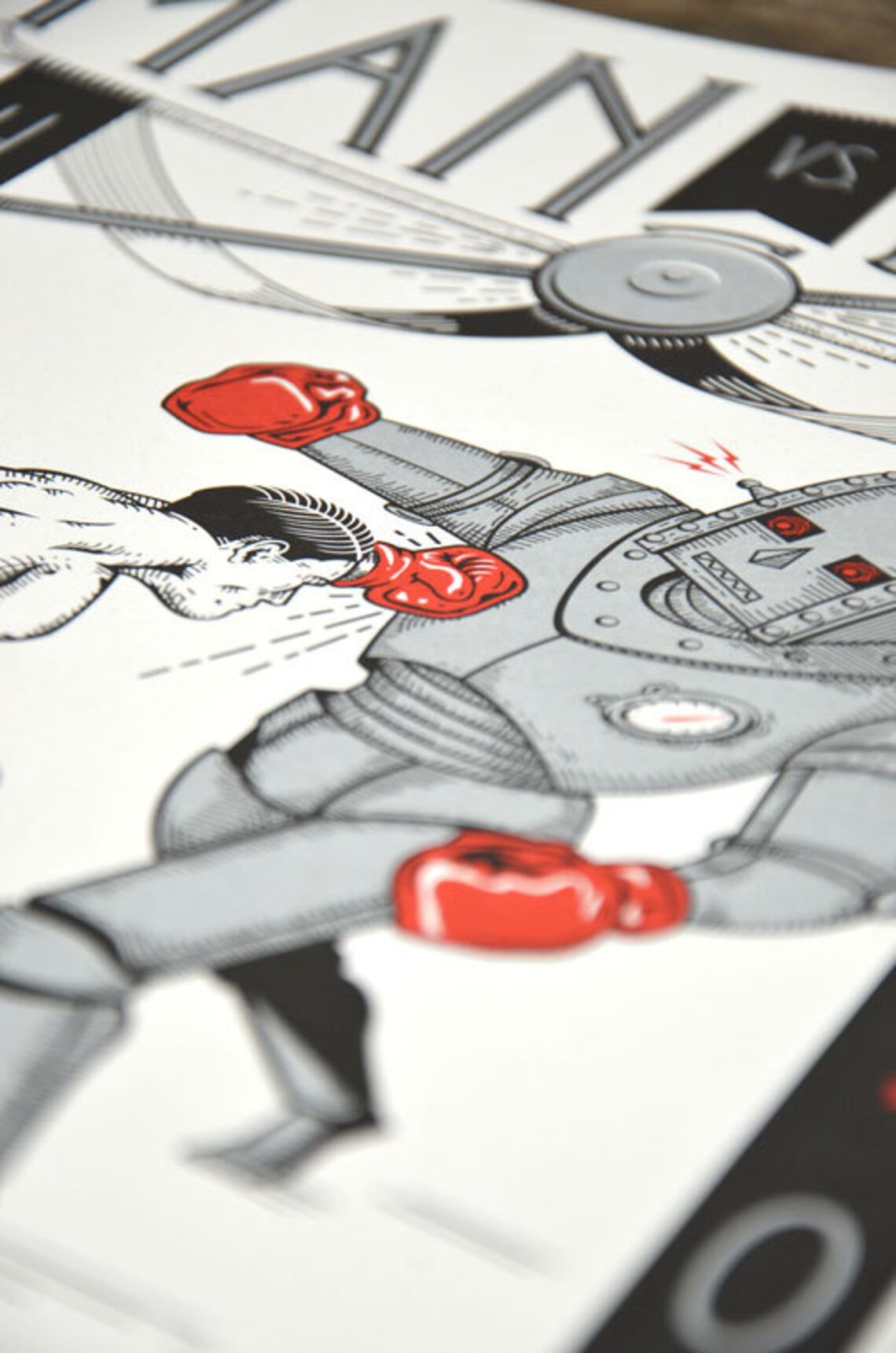 Man Vs. Bot POSTER 12" X 18" Robot Boxing Scifi Nerd Crossfit - Etsy