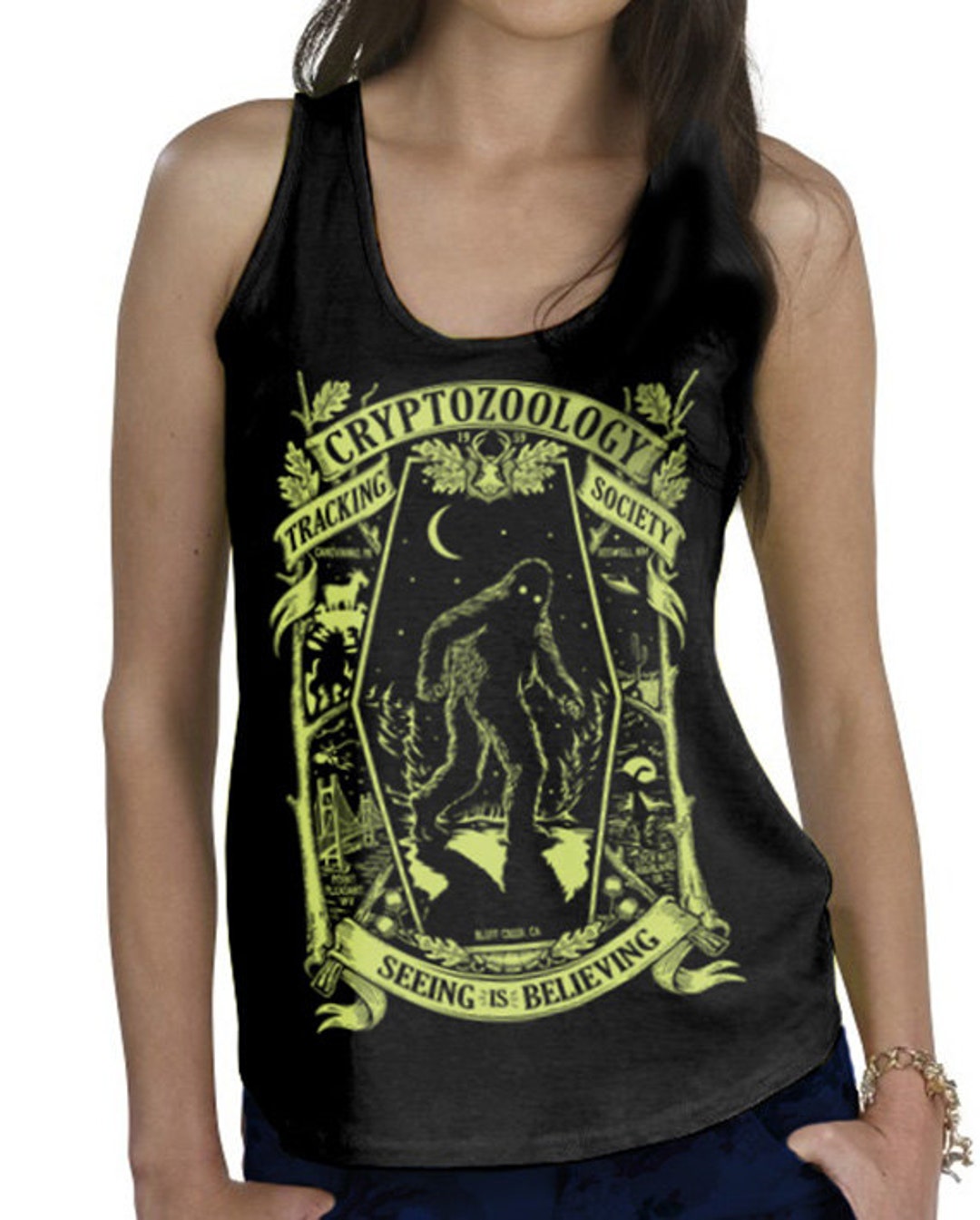Cryptozoology - Glow in the Dark TANK (ladies) Sasquatch Bigfoot ...