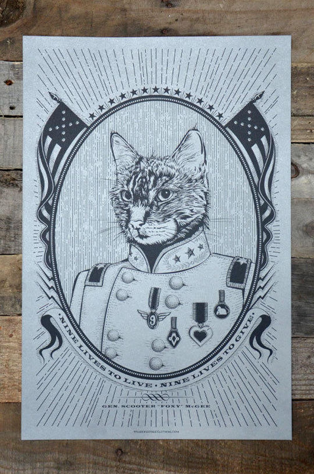 General Cat POSTER 12" X 18" Animal Art Print Feline Tabby Cats ...