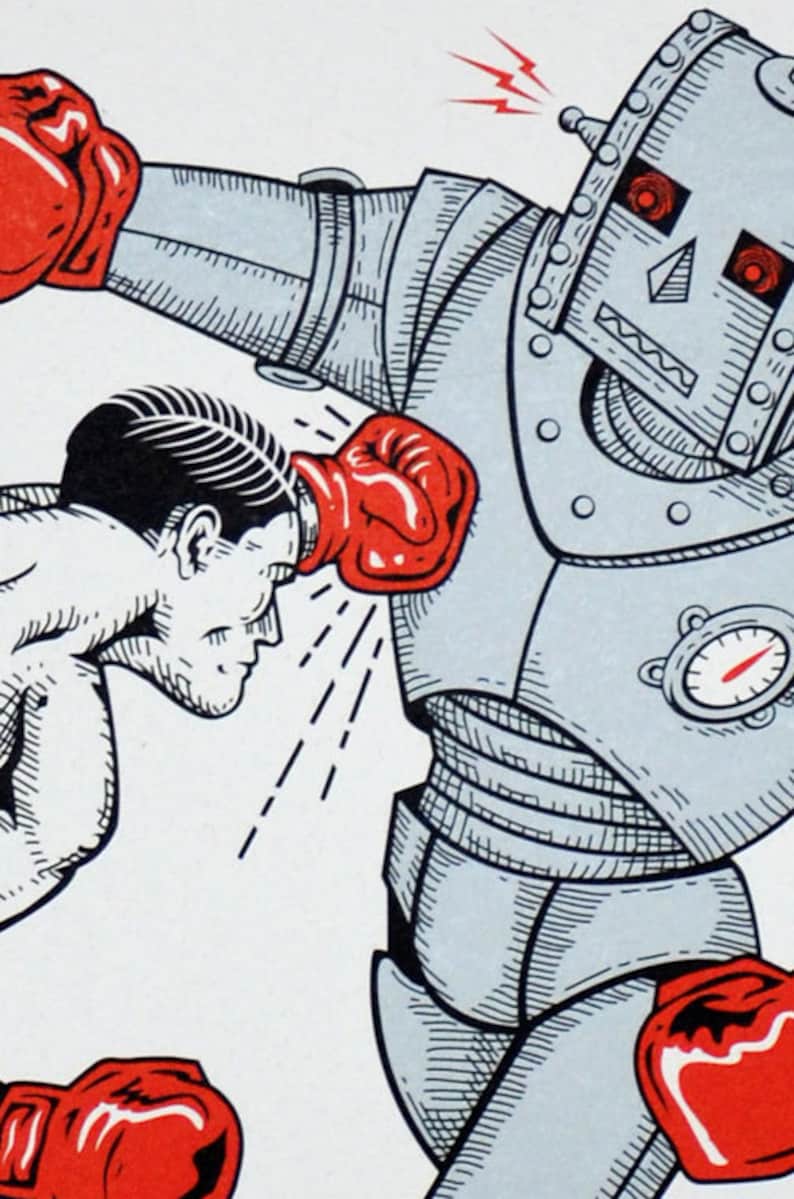 Man Vs. Bot POSTER 12 X 18 Robot Boxing Scifi Nerd | Etsy