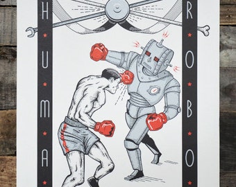 Man Vs. Bot POSTER 12 X 18 Robot Boxing Robotic | Etsy