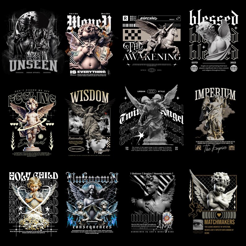 Angel Streetwear Graphic Designs: Urban Pop Art Bundle (PNG Digital ...