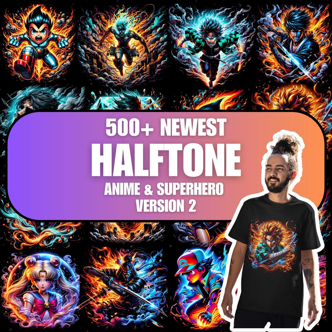 500+ Anime Halftone Graphics: PNG Designs for Print - Etsy