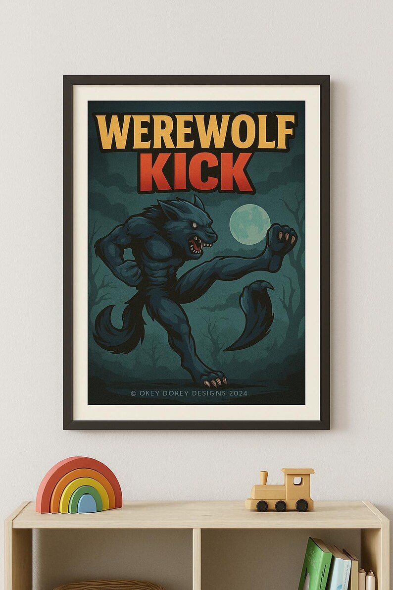 WEREWOLF KICK — Fierce Wall Art for Bold Spaces Man Cave Arcade - Etsy