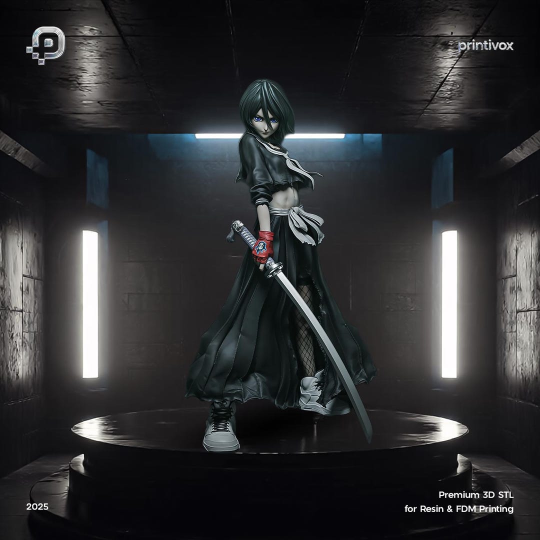 Dark Katana Girl STL 3D Print File | Anime-style Female Swordswoman ...