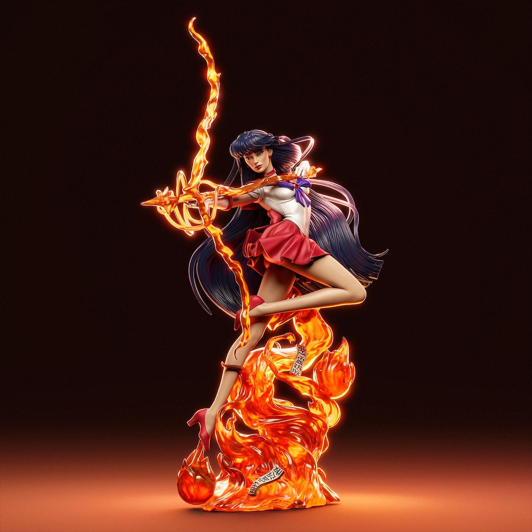 Sailor Mars STL 3D Print File | Anime Fire Bow Attack Pose | Magical ...