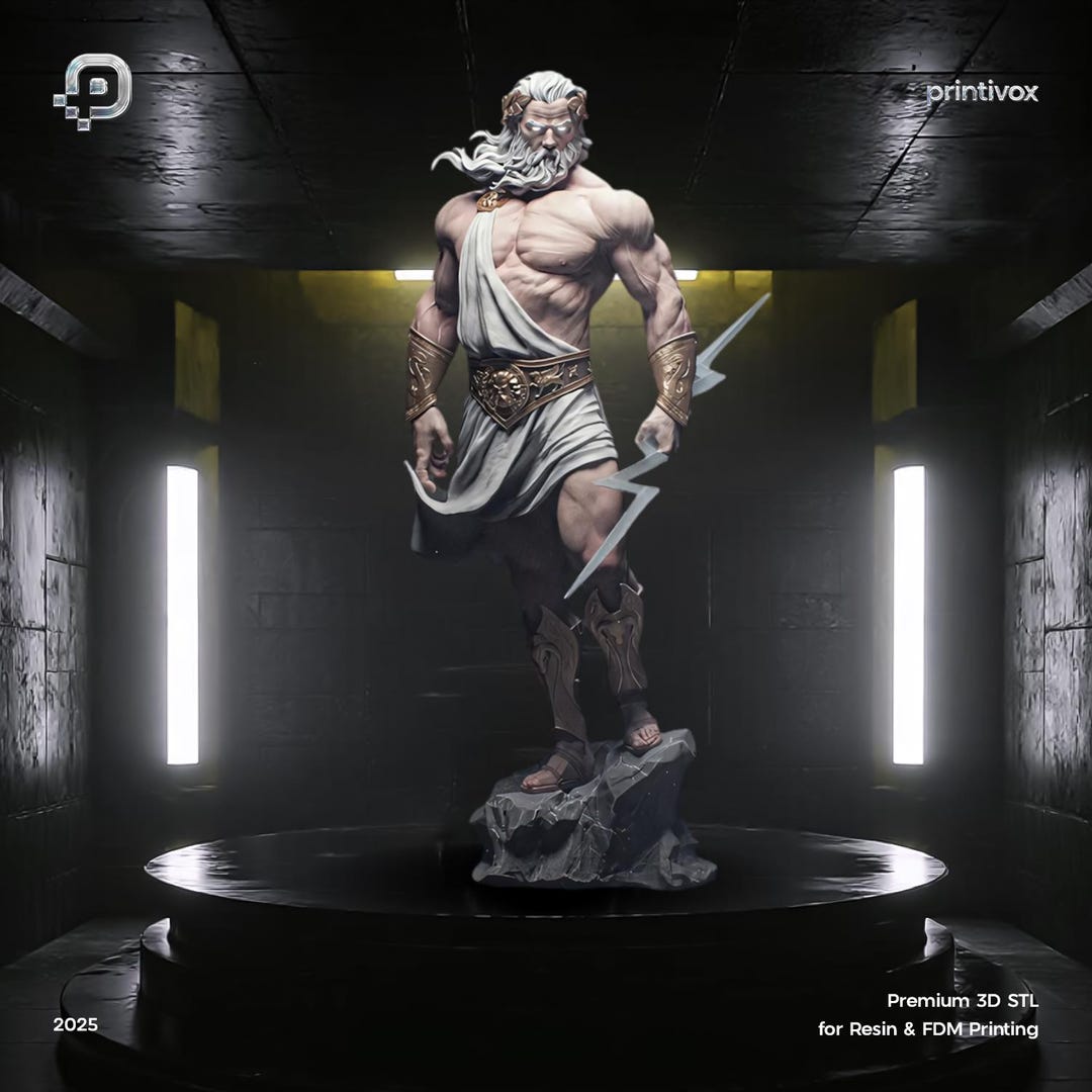 Zeus STL 3D Print File | Greek God of Thunder Statue | Fan Art Pose ...