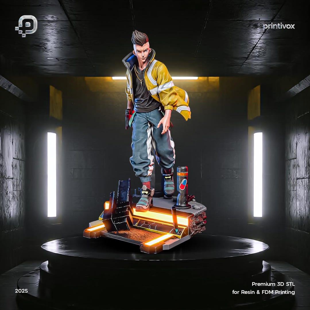 David Cyberpunk STL 3D Print File | Edgerunners Fan Art Statue | Cyber ...