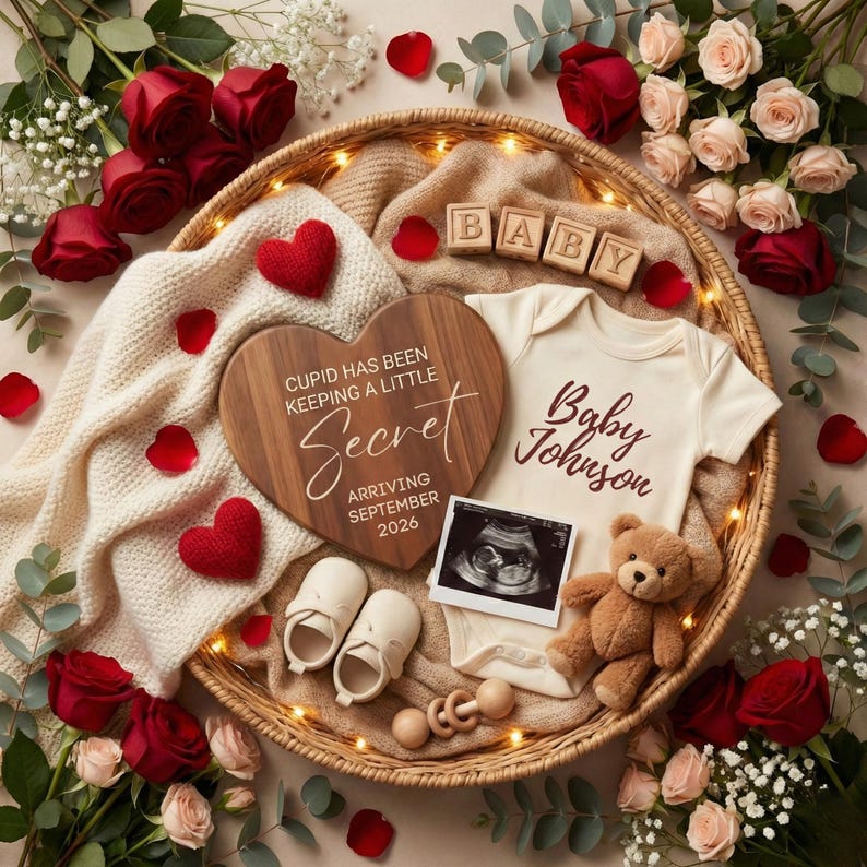 Valentines Day Baby Announcement: Secret Pregnancy Reveal Editable ...