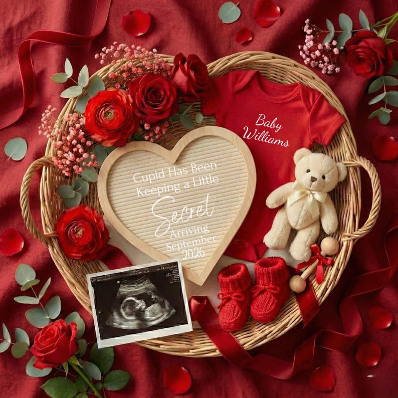 Valentines Day Baby Announcement: Secret Pregnancy Reveal Editable ...