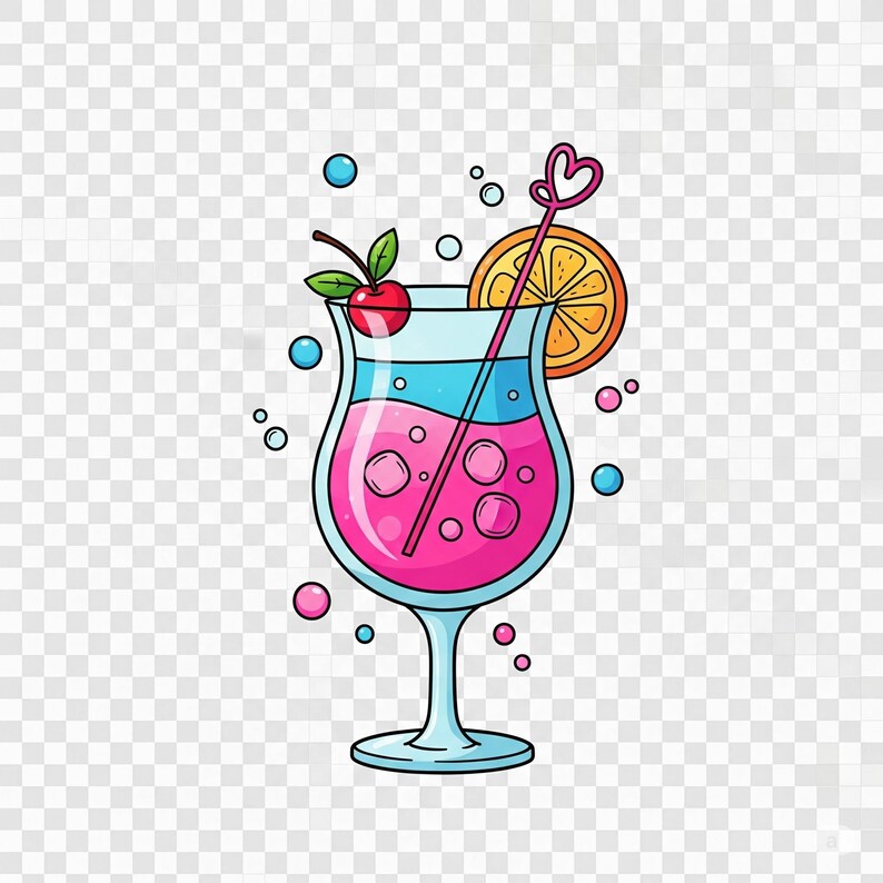 Vibrant Cute Cartoon Cocktail Clip Art Set 1 - Cartoon Bar & Beverage ...